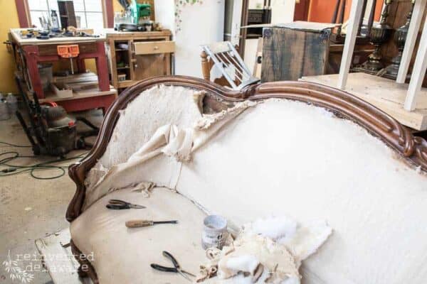 How to Reupholster an Antique Settee | Part One - Reinvented Delaware