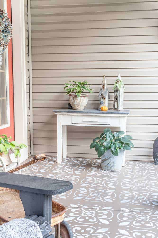 How to Paint and Stencil a Concrete Porch in 5 Easy Steps - Reinvented ...