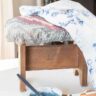 DIY Footstool Idea Using Grain Sack Fabric - Reinvented Delaware