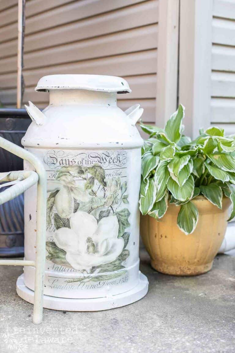 DIY Repurposed Old Milk Can with Magnolia Transfer | Reinvented Delaware