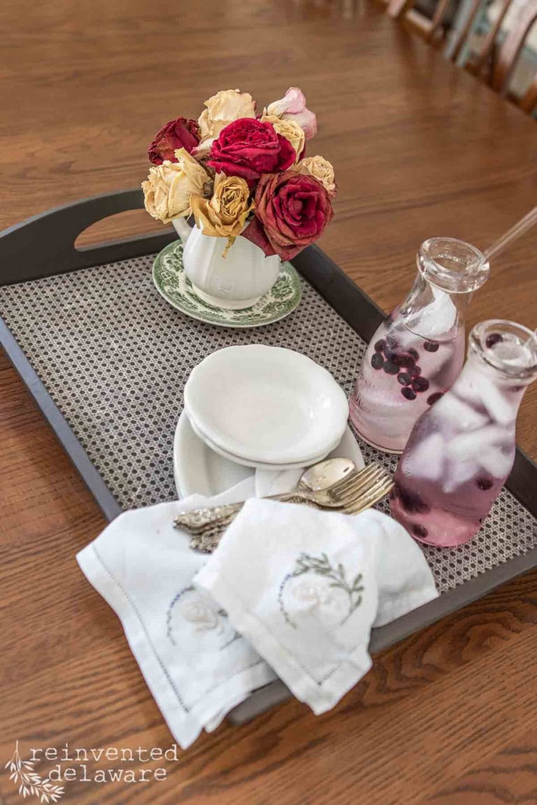 Upcycled Thrift Store Serving Tray Using Decoupage Paper | Reinvented ...