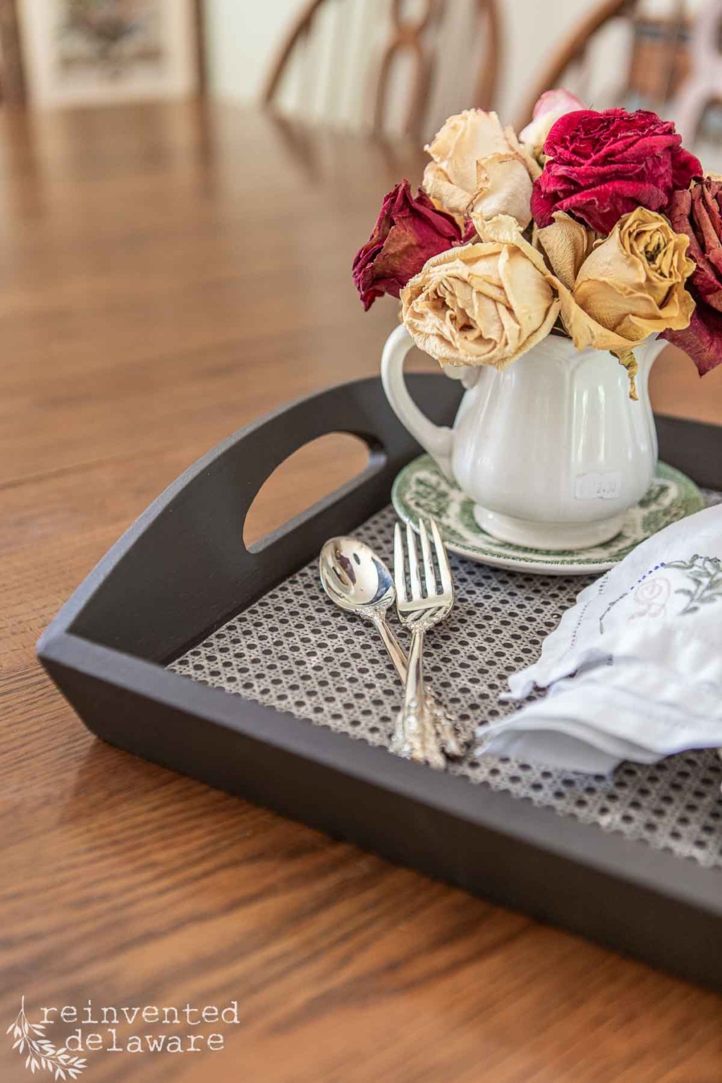 Upcycled Thrift Store Serving Tray Using Decoupage Paper | Reinvented ...